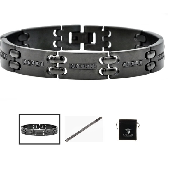 Blackjack | Accessories | Mens Black Stainless Steelbracelet With ...